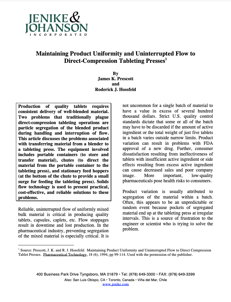 Maintaining Product Uniformity and Uninterrupted Flow